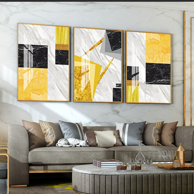 极速Geomedtric yellow abstract art canvas wall painting Nort