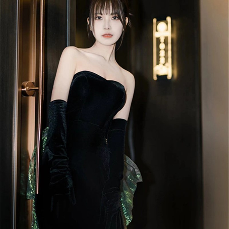 新品新中式晨袍女新娘p结婚敬酒服订婚礼服高端轻奢小众抹胸鱼尾