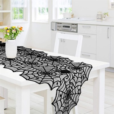 极速Halloween Spider Web Tvable Runners Black Lace Tableclot