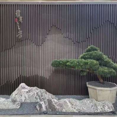 新品不锈钢假山hfh隔断酒店售楼部别佛背屏风区景墙墅山金属制o