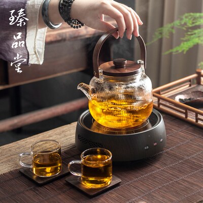 速发x壶t器 电陶炉煮茶堂玻璃煮茶y烧水壶泡茶自动蒸汽煮茶炉