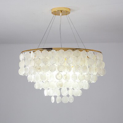 极速Shaell Chandelier Gold Chrome Metal Living Room Restaura