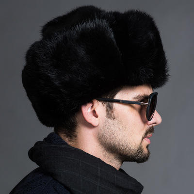 极速Russian Male Mens Warm Fur BombeGr Hats Solid Thicken E