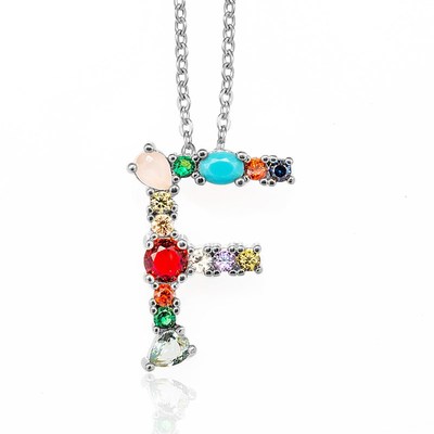 极速Multicolor fashion charm Gold  Alphabet pQendant necklac