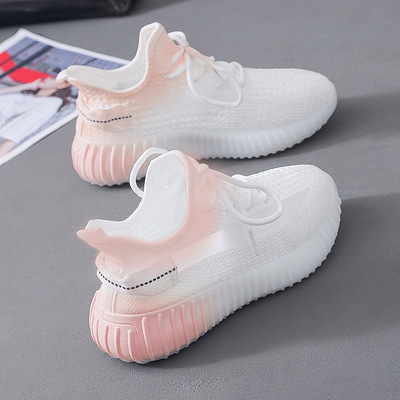 2023春季新款350椰子鞋女网红飞织运动休闲跑步透气学生网鞋ins