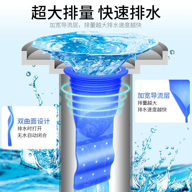 热销地漏防臭器下水m道堵口器防臭盖卫生间防虫封死除臭返臭垫反