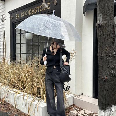 【酷过前男友】TRYOLO自制腰头纽扣设计宽松百搭直筒拖地牛仔裤女