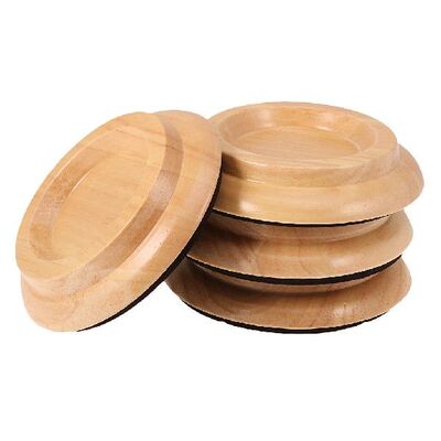 新品4Pcs Round Beech Upright PianoD Caster Cup Feet Pad Floo