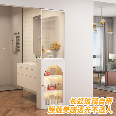 极速化妆室干区半墙o柜隔断柜干湿分离浴室边柜边柜窄柜洗手台隔