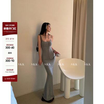 Skk Store 纯欲性感吊带连衣裙女夏辣妹Skims修身显瘦包臀长裙子