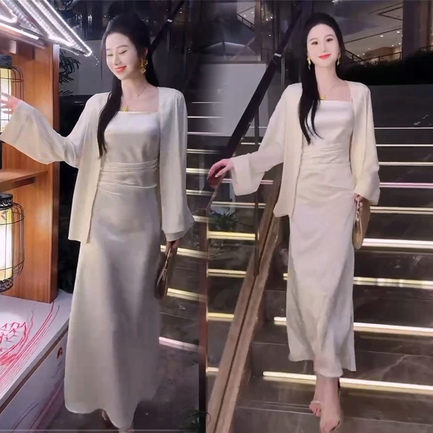 高级氛围感时尚套装女2026春夏新款外披吊带连衣裙洋气减龄两件套