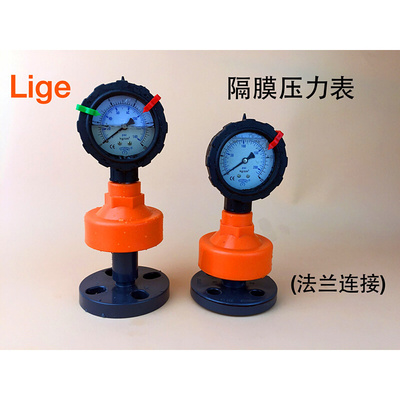 。UPVC PP法兰式隔膜压力表塑料耐腐蚀抗震压力表连接20mm DN15 4