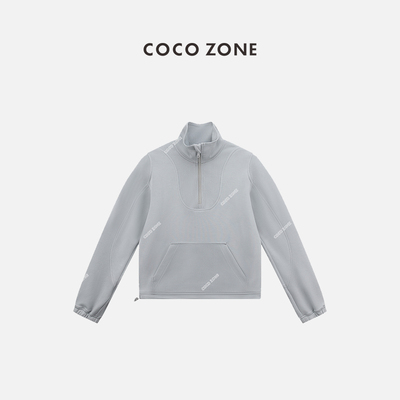 COCO ZONE高级感半拉链小立领卫衣时尚通勤风简约上衣 24C10352