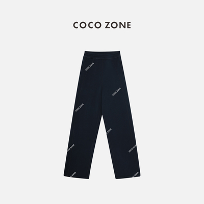 COCO ZONE 刘一一直筒阔腿裤运动线条松紧腰百搭休闲裤 24C10331