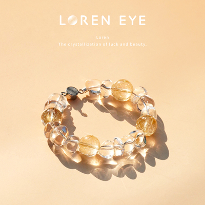 LOREN EYE 限定维纳斯金发晶女白水晶手串磁吸扣手链钛晶发晶礼物