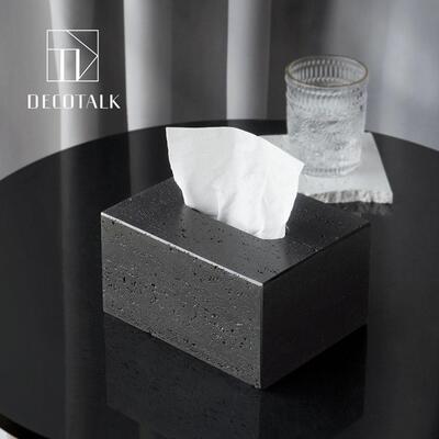 DecoTalk侘寂风洞石卫生纸盒卫生纸盒北欧砂岩纸巾盒客饭厅茶几抽