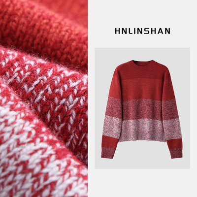 【朵姐臻选】【渲染】设计感条纹圆领套头针织衫ADZ1004