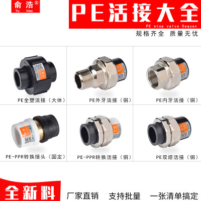 PE水管配件PE转PPR转换接头全塑双熔活接外丝内丝4分20油润 6分25