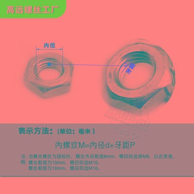 镀锌细牙六角薄螺母扁螺帽m12m14m16m18m20-m48*1.25*1.5*2*3*4