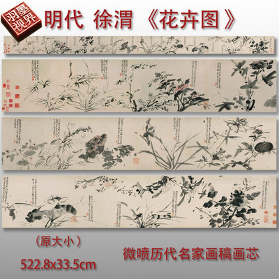 明徐渭花卉图卷明代国画复制品中