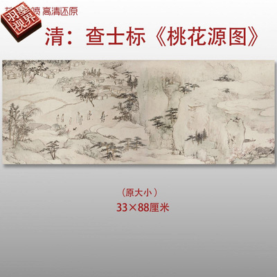 清查士标桃花源图传统山水国画