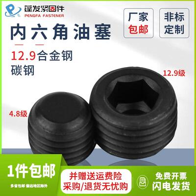 内六角油塞4.8级JB4446锥管ZG螺塞12.9级堵头G1/16-G1寸M8-36喉塞