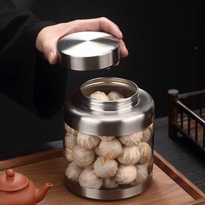 可视锈钢茶叶罐密罐小柑专青用高TNB档茶罐家用收封纳盒小号不储