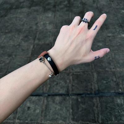 choker手环小狗爪印手链流苏链条甜酷情侣饰品配饰生日礼物送朋友