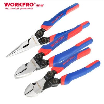 万克宝尖嘴钳钢丝钳子老虎钳斜口钳家用8寸W031182/3/4N 可弯手柄