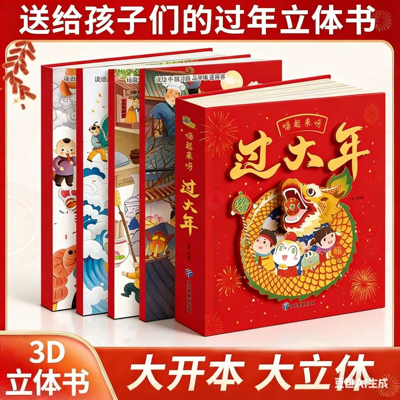 嗨起来呀过大年正版3D立体翻翻书中国传统节日我们的中国新年春节除夕夜绘本儿童过年啦礼物3-8岁场景故事书民俗风俗文化科普书