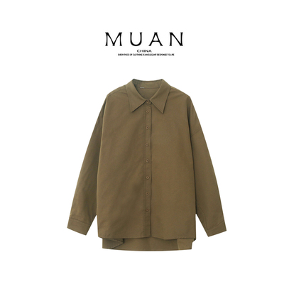 木岸muan中古博主衬衫春秋定制休闲长袖衬衫上衣打底女DS-9171