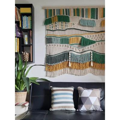 波西米亚手工编织挂毯北欧简约民宿客厅沙发背景墙软装饰现代挂饰