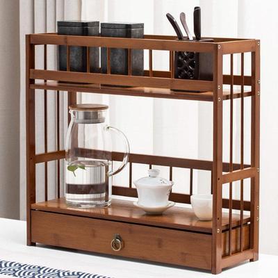 桌面茶杯架小型桌上博古架竹木茶具茶壶茶叶罐文具盒收纳置物架子