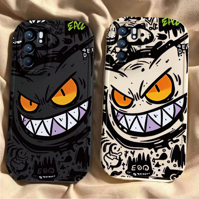 适用oppoReno6手机壳Reno6pro+新款opopreno65G全包防摔外壳reon十opp0pp0pporeno6软硅胶保护套5G呲牙耿鬼男