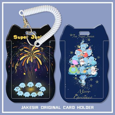 superjunior蓝团子滑盖卡套饭卡公交卡身份证保护套门禁校园卡