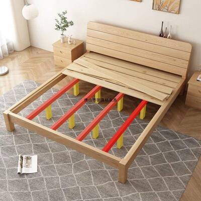 实木床1.米现代简5约双人床.82米租房人单床VNF11.2简易床架送床