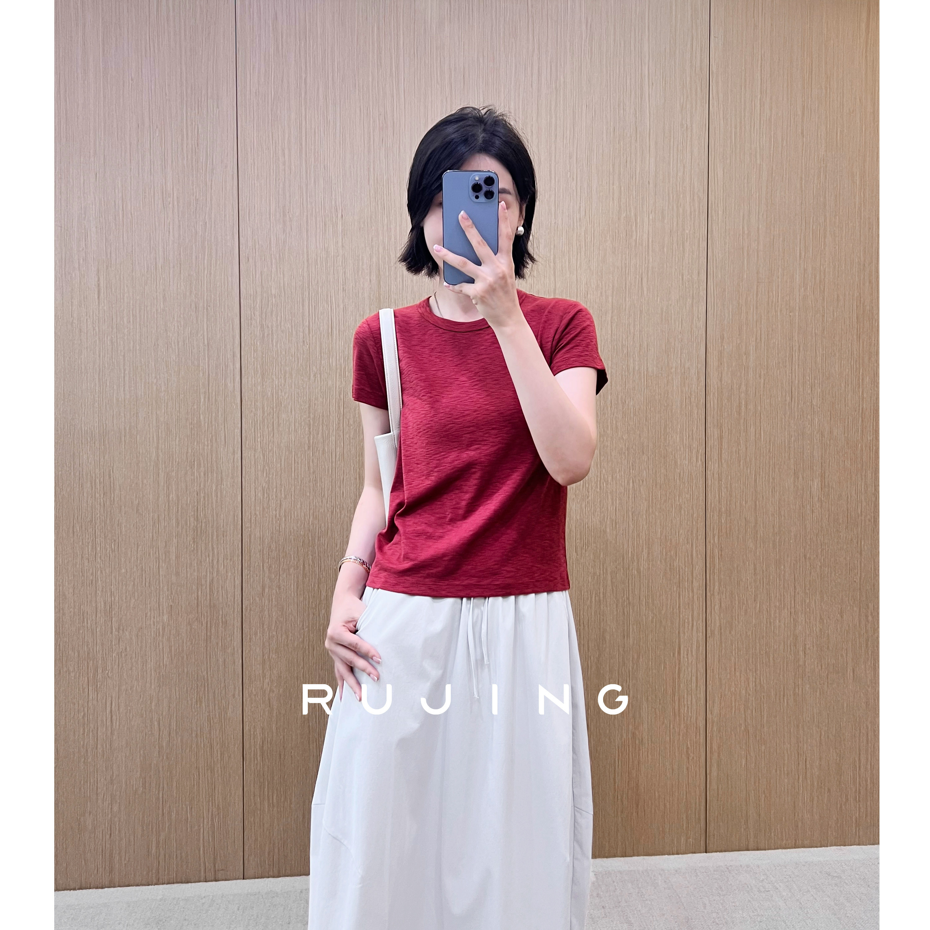 RUJING丨黑标 【桑蚕丝莫代尔T】桑蚕丝短袖女2026夏软糯亲肤T恤