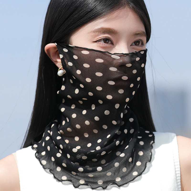 防晒面纱夏季女士薄款丝巾冰丝面罩口罩遮阳全脸脖套挂耳围脖户外