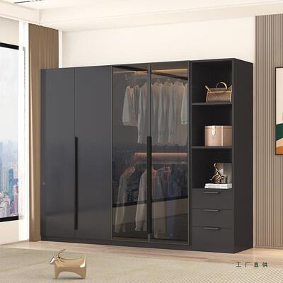 衣柜家用卧室现代简约款璃柜子玻组合FBP出房租用收新纳储物衣橱
