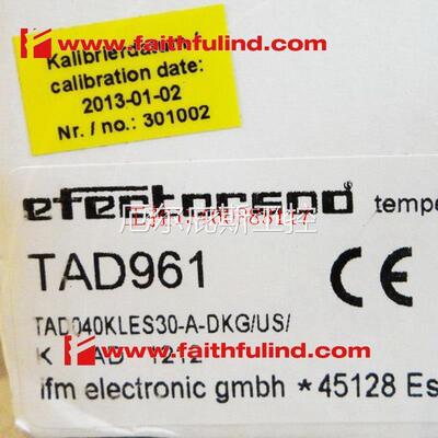 议价 TAD961 易福门全新温度感测器 TAD040KLES30-A-DKG/U现货工