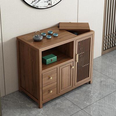 中式10277茶水柜小型实木茶实叶柜茶桌柜客厅新储物茶桌边柜木茶
