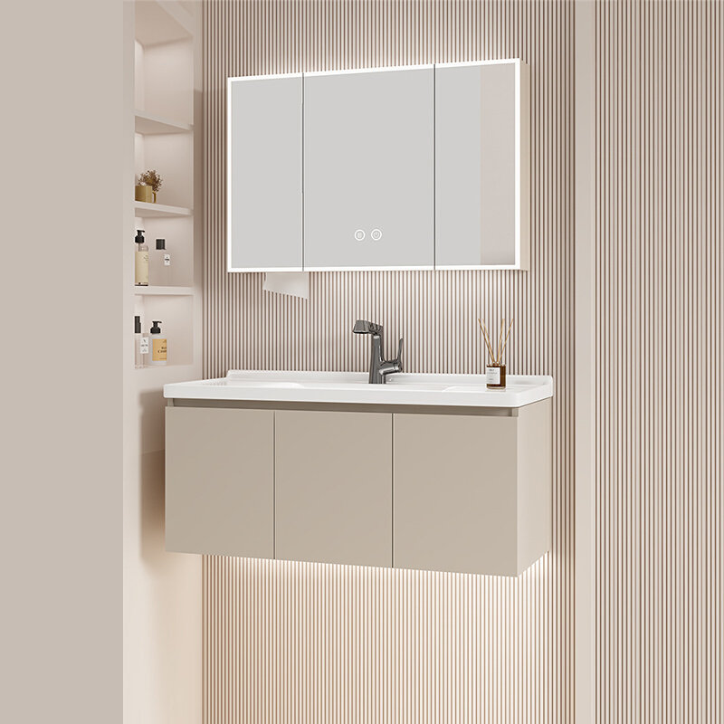 沃卫加厚蜂窝太空铝浴室柜组合陶瓷一体盆卫生间洗手池洗漱台套装