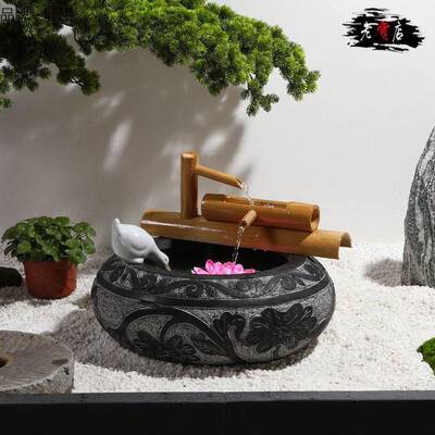 山缸GTN水阳台枯中石式石钵餐厅大鱼理石售楼处小区石流水盆日式