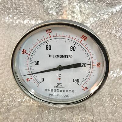 订货 轴向双金属温度计 WSS-501 0-150度 杆长L=100mm 表盘150mm