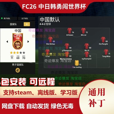 FC26 中日韩巴勇闯世界杯欧洲杯赛补丁 中国国家队经理球员生涯