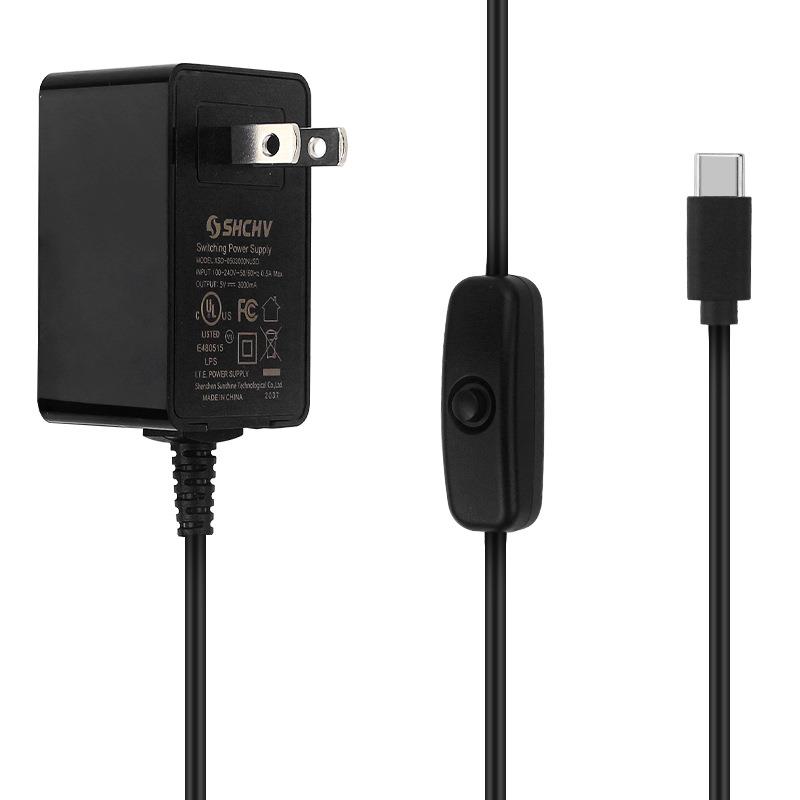 树莓派电源RaspberryPi4B适用供电适配器Type-C5V3A带开关按钮