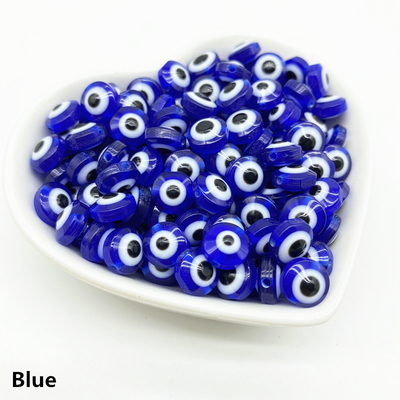 50 pcs 8mm Oval Beads Evil Eye Resin Spacer Beads for Jewelr