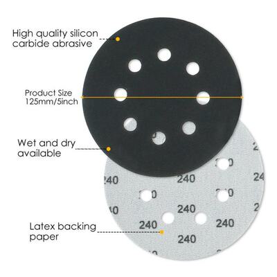 极速54pcs 125mm Sandpaper Round Shape Sanding Discs Hook Loo
