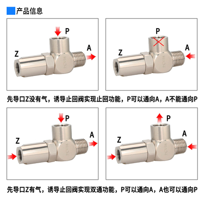 极速诱导止回阀 顺荣/PCV08/06/10/15气控止逆阀气缸保压阀锁阀