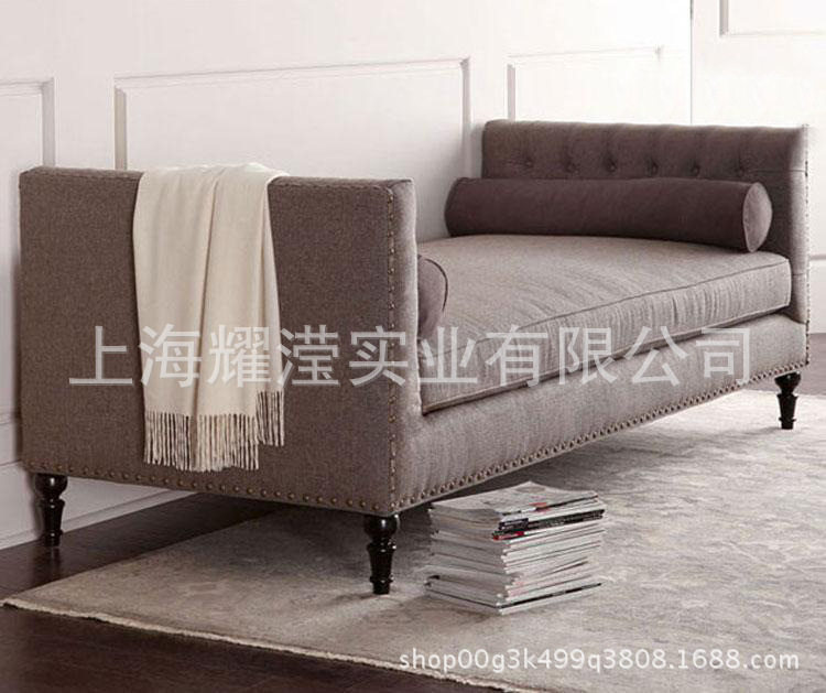 美式实木床尾凳定制家具卧室亚麻布艺软包长凳沙发凳门厅换鞋凳
